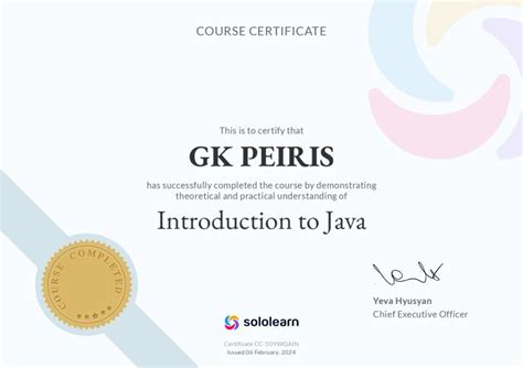 Gkasun Peiris On Linkedin Java Sololearn Certification
