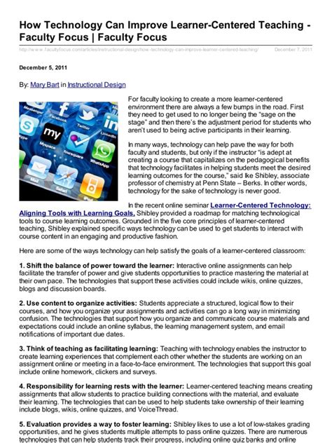 Pdf How Technology Can Improve Learner Centered Teaching Dokumen Tips