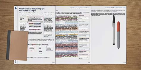 Analytical Essay Body Paragraph Annotated Example Twinkl