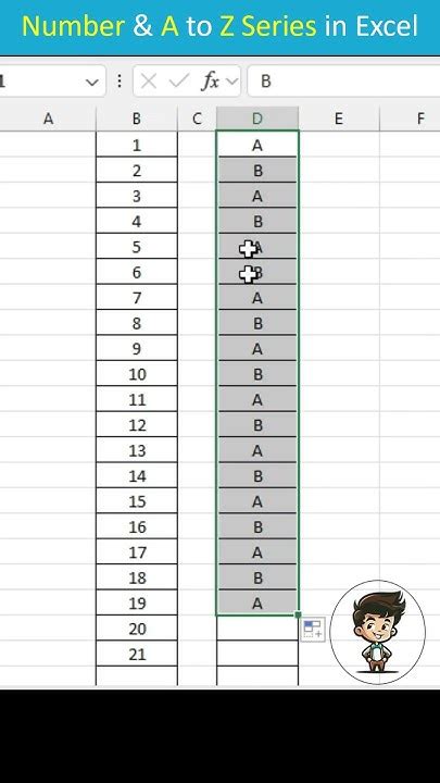 Number And Alphabetic Series In Excelshorts Youtube