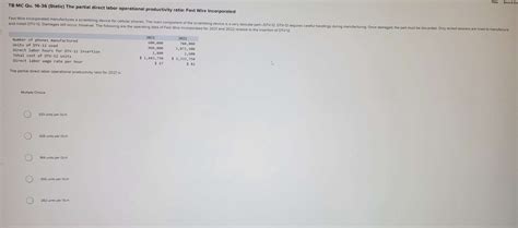 Solved Tb Mc Qu 16 36 Static The Partial Direct Labor
