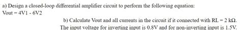 Solved A Design A Closed Loop Differential Amplifier