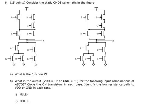 Solved 6 15 Points Consider The Static Cmos Schematic In
