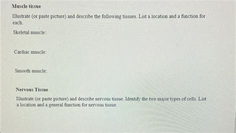 Solved Biol Sci 201 Tissue Lab Worksheet Name Objectives