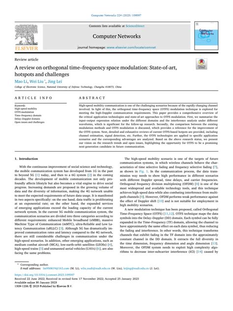 A Review On Orthogonal Time Frequency Space Modulation State Of Art