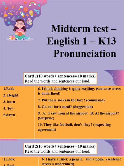 English Pronunciation Midterm Test K13 Pdf Home And Garden