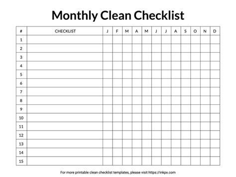 Free Printable Clean Checklist Templates In Pdf Png And  Formats