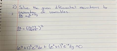 Solved 2 Solve The Given Differential Equations By Chegg Com