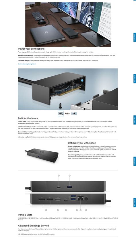 Dell Wd Dcs Usb C Docking Stat Ion Usb Dual Usb C Connectors Hdmi Mdp Dp Lan Y Azcq