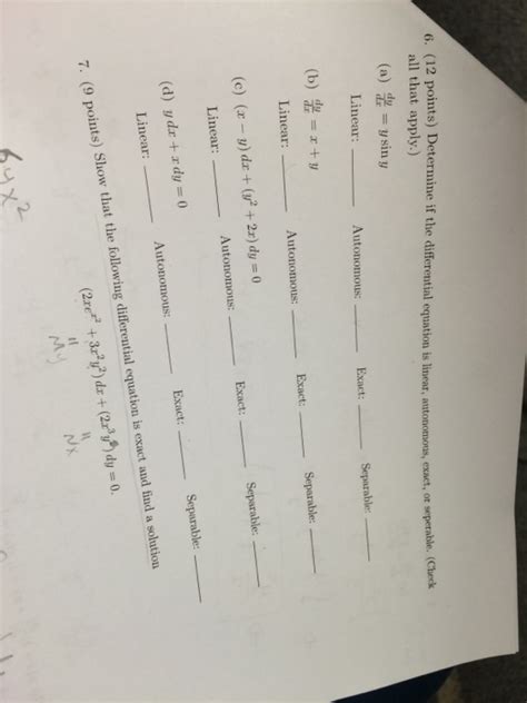 Solved Determine If The Differential Equation Is Linear