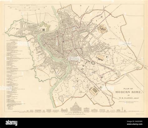 Rome Roma Antique Town City Map Plan Original Hand Colouring Sduk