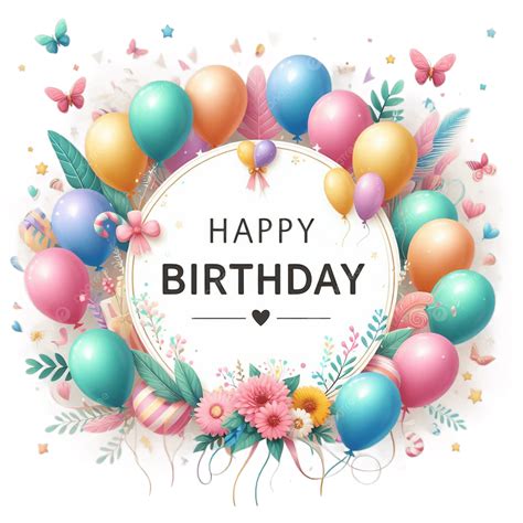 Cute Circle Frame Of Happy Birthday With Colorful Ballons On