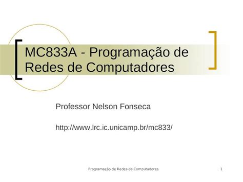 Pdf Mc833a Programação De Redes De Computadores · Programação De