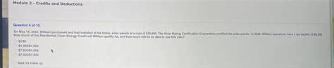Solved Module 2 ﻿credits And Deductionsquestion 4 ﻿of 15