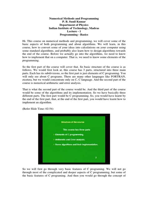 Numerical Methods And Programming P B Sunil Kumar Department Of