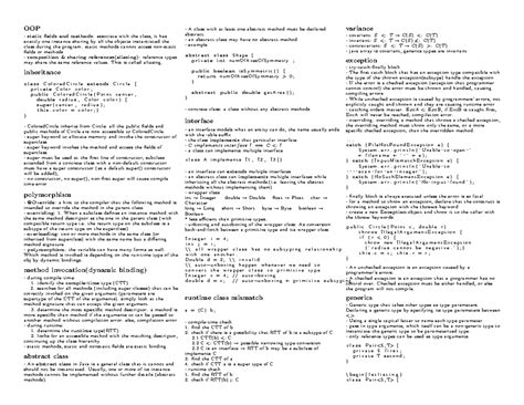 Pe Cheat Sheet Summary Programming Methodology Ii Oop Static Fields