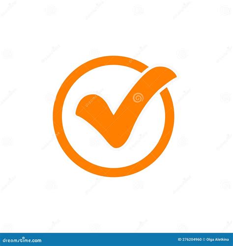 Orange Check Mark Icon Tick Symbol In Orange Color Vector Illustration Stock Illustration