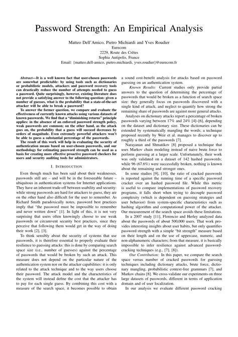 Pdf Password Strength An Empirical Analysis