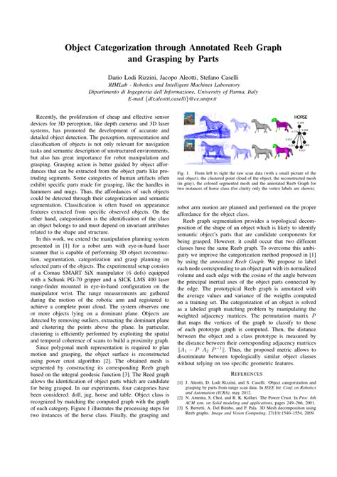 Pdf Object Categorization Through Annotated Reeb Graph And Grasping By Parts