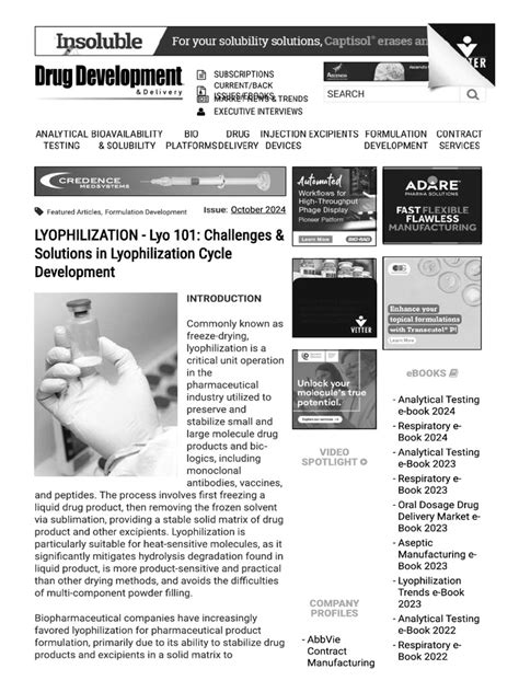 Lyophilization Lyo 101 Challenges And Ns In Lyophilization Cycle