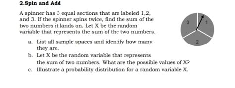 Solved 2spin And Add A Spinner Has 3 Equal Sections That Are Labeled
