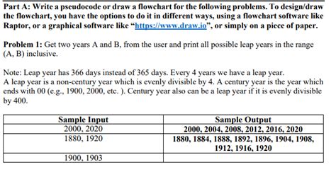 Solved Part A Write A Pseudocode Or Draw A Flowchart For Chegg