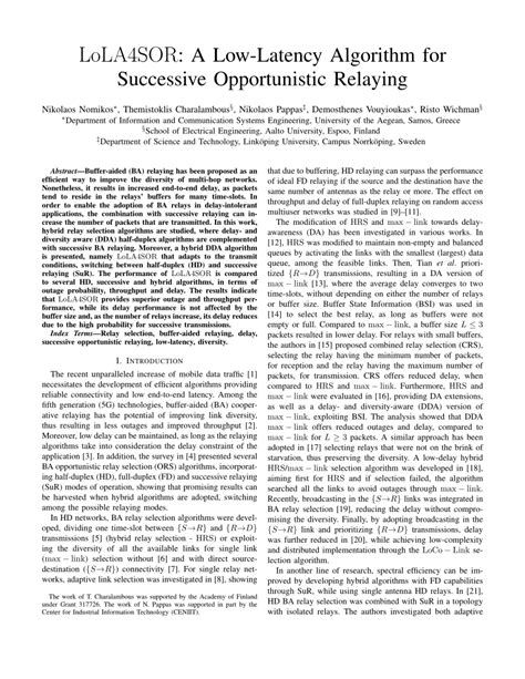 Pdf Lola4sor A Low Latency Algorithm For Successive Opportunistic