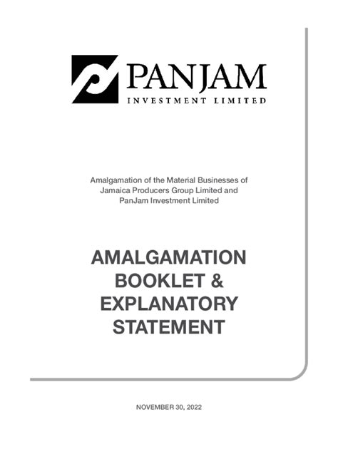 Fillable Online Amalgamation Booklet And Explanatory Statement Fax Email Print Pdffiller