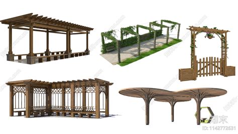 景观中式木质廊架葡萄架psd免抠下载【id1142772631】undefined