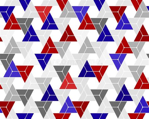seamless pattern with white blue and red triangular line join