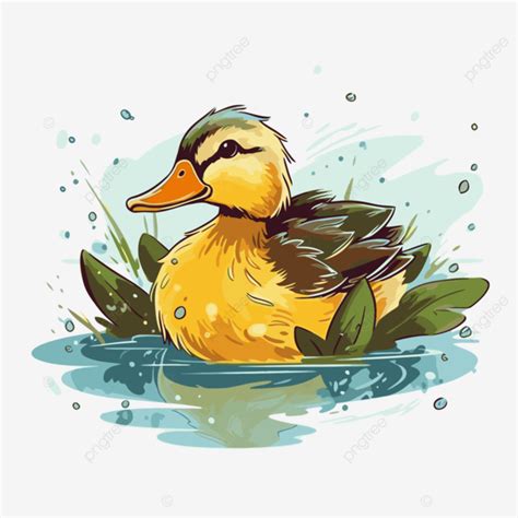 흰색 배경 벡터 만화에 물에 오리 클립 아트 오리 오리 클립 아트 만화 Png 일러스트 및 벡터 에 대한 무료 다운로드 Pngtree