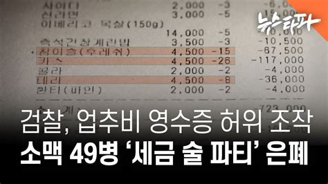 검찰 세금으로 소맥 49병 ‘폭음 회식… 카드 영수증 조작으로 은폐 뉴스타파 Youtube