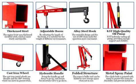 Engine Hoist 2 Ton 4000lbs Heavy Duty Folding Hydraulic