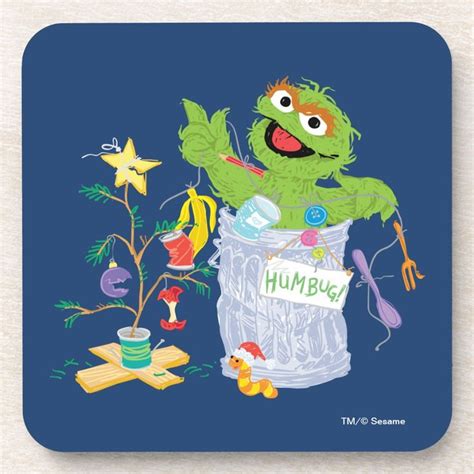 Sesame Street Oscar Christmas Tree Beverage Coaster Zazzle