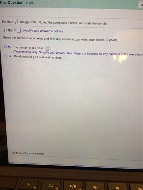 solved for f x squareroot x and g x 9x 8 find the