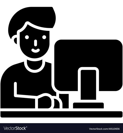 Man Using Computrer Icon An Avatar Royalty Free Vector Image