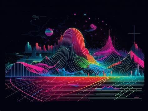 Premium Photo Neon Style Illustration That Visually Represents A Futuristic Big Data