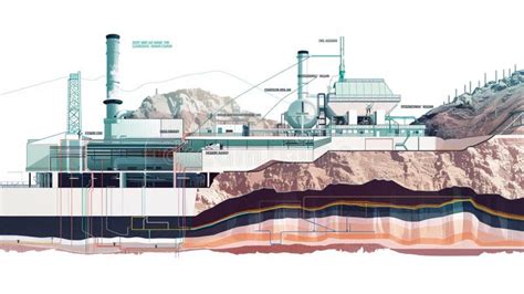 Detailed Cutaway Illustration Of An Industrial Facility With