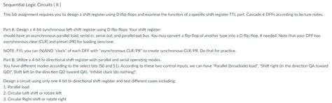 Solved Sequential Logic Circuits 11 This Lab Assignment