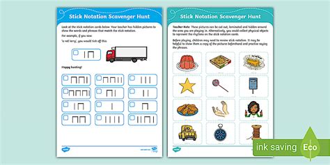 👉 Ks1 Stick Notation Scavenger Hunt Music Activity