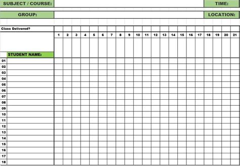 Printable Attendance Tracker