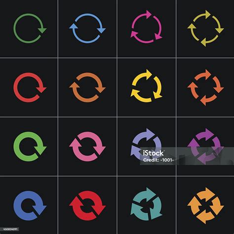 Arrow Sign Color Icon Refresh Reload Rotation Loop Pictogram Stock