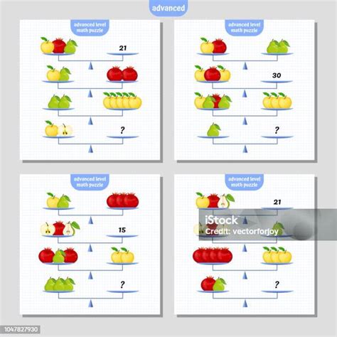 수학 논리 퍼즐 교육 게임 방정식의 체계입니다 저울 수학 퍼즐입니다 비판적 사고 기술 게임입니다 벡터 일러스트입니다 0명에 대한 스톡 벡터 아트 및 기타 이미지 Istock