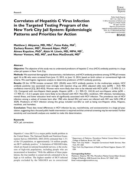 Pdf Correlates Of Hepatitis C Virus Infection In The Targeted Testing