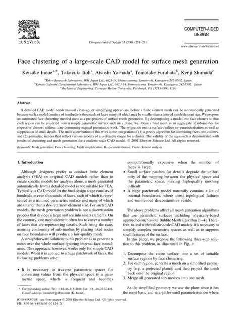 Pdf Face Clustering Of A Large Scale Cad Model For Surface Mesh