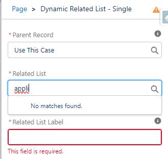 Lightning Dynamic Related List Single Is Missing Related Lists Salesforce Stack Exchange