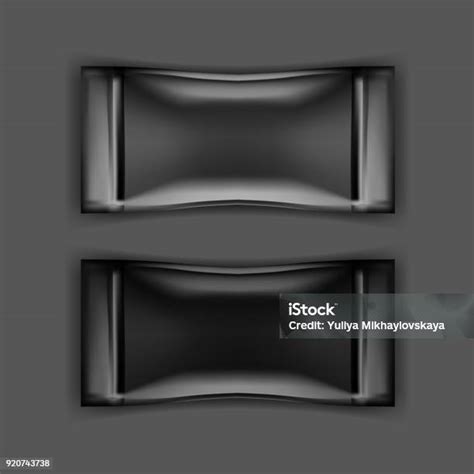 브랜드와 제품 디자인에 대 한 서식 파일 이랑입니다 독특한 디자인으로 절연된 현실적인 플라스틱 흐름 팩입니다 브랜딩 및 마케팅 광고에 대 한 사용 하기 쉬운 0명에 대한