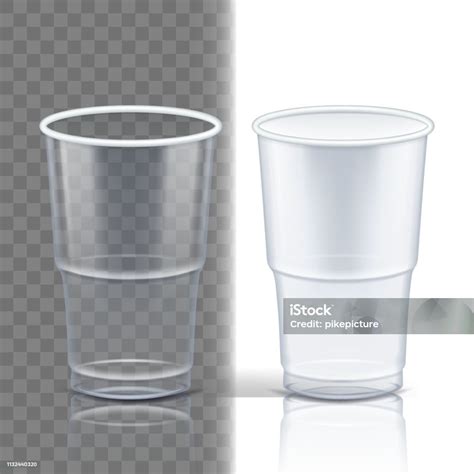 플라스틱 컵 투명 벡터입니다 템플릿 컨테이너입니다 찻잔을 마 십니다 일회용 식기 빈 용기를 비웁니다 감기 또는 뜨거운 테이크 아웃 음료 고립 된 3d 현실적인 그림 맑은