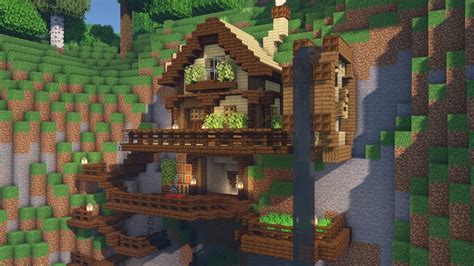 Minecraft Cómo Construir Una Casa En El Acantilado 🏔️ Cliffside