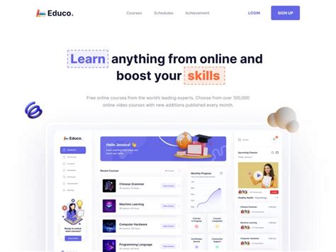 Educo Elearning Dashboard Landing On Behance